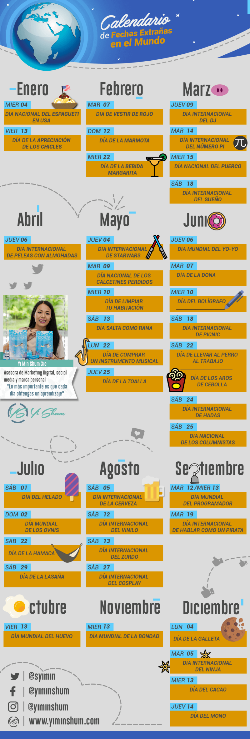 Calendario de fechas significativas o festivas en el mundo