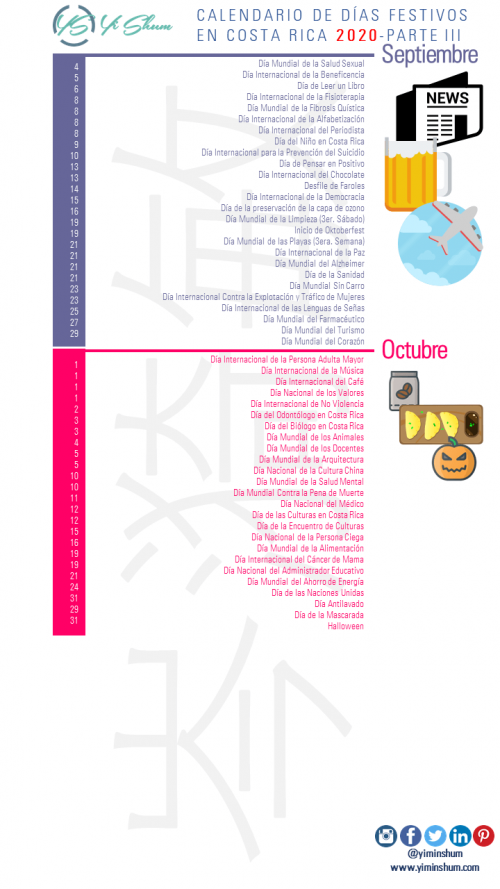 Calendario de Días Festivos en Costa Rica 2020 - Yi Min Shum Xie
