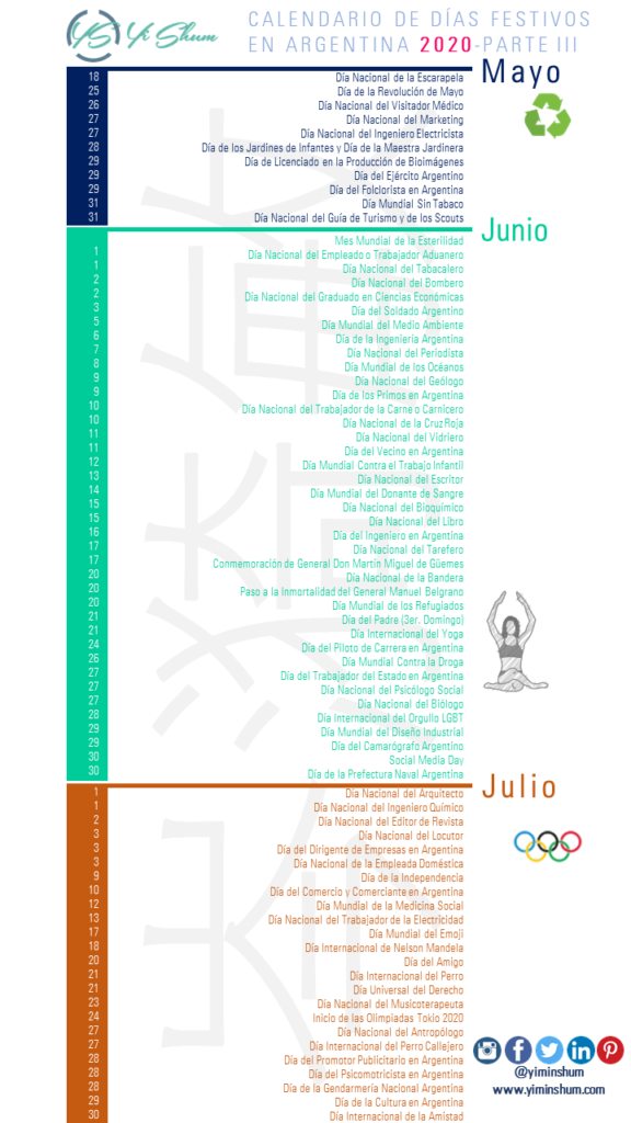 Calendario de Días Festivos en Argentina 2020 - Yi Min Shum Xie