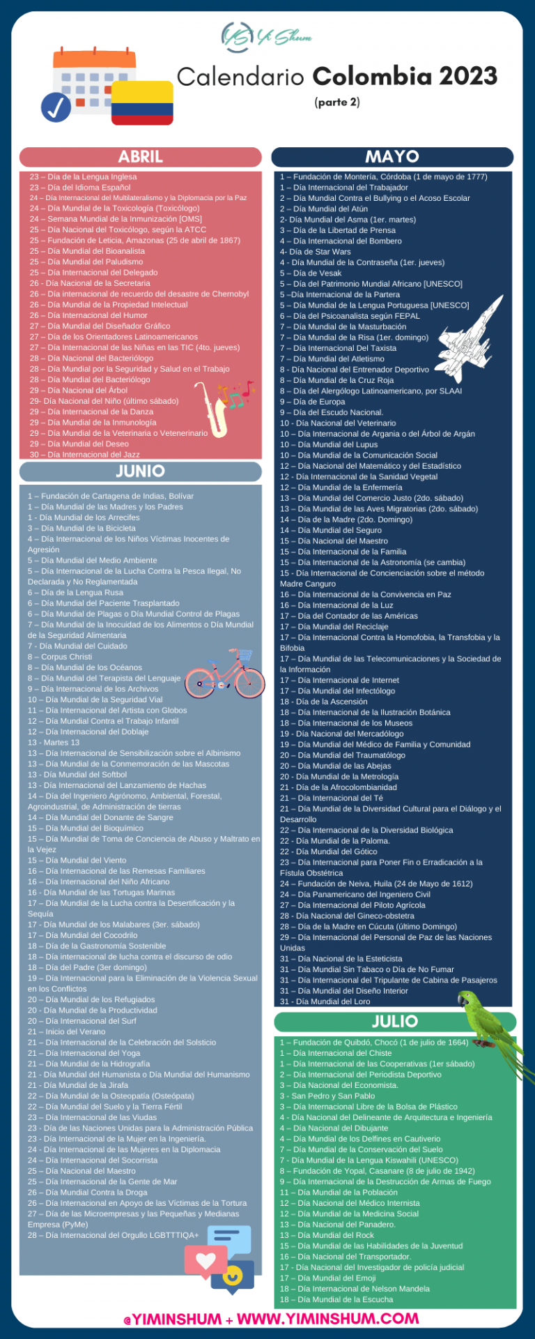 Días Feriados Colombia 2023: efemérides nacionales y mundiales
