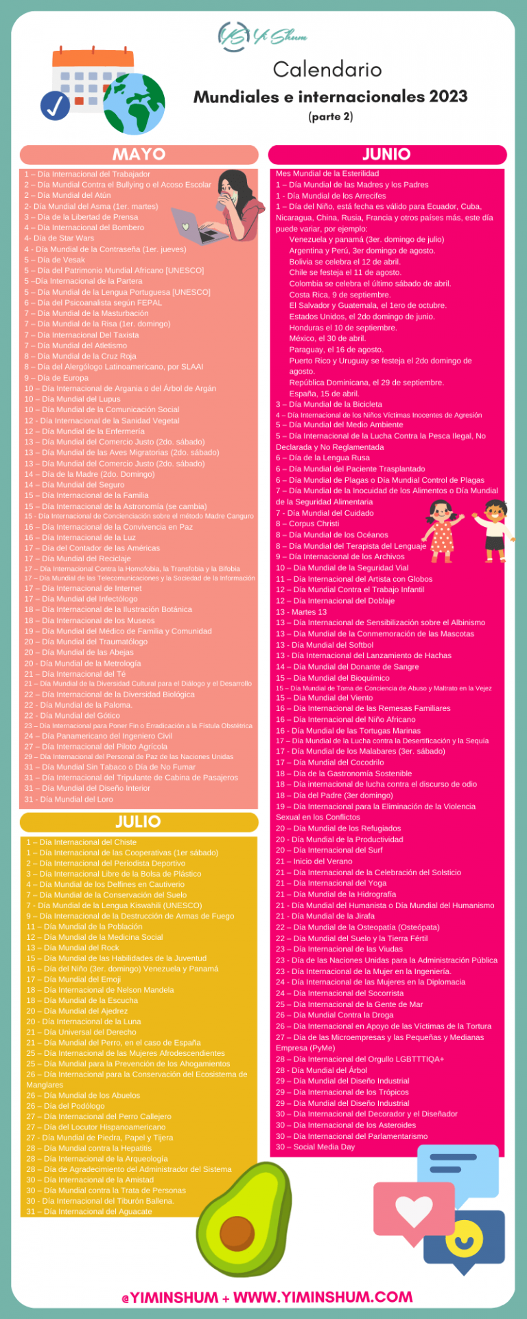 Calendario 2023: Días, fechas y efemérides mundiales e internacionales