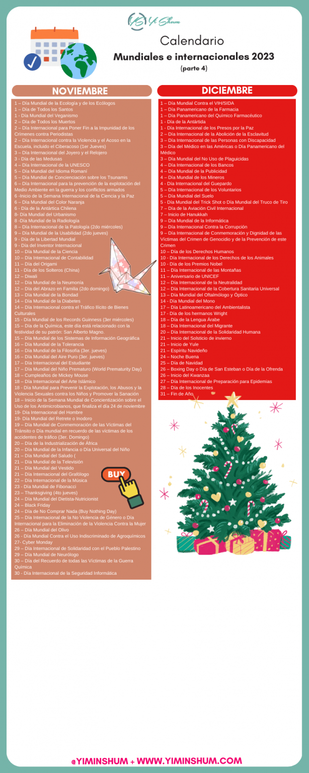 Calendario 2023: Días, fechas y efemérides mundiales e internacionales